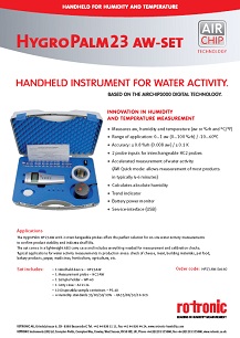 Actividad del agua (AW) medidor HygroPalm HP23-AW-SET-40, ROTRONIC ...